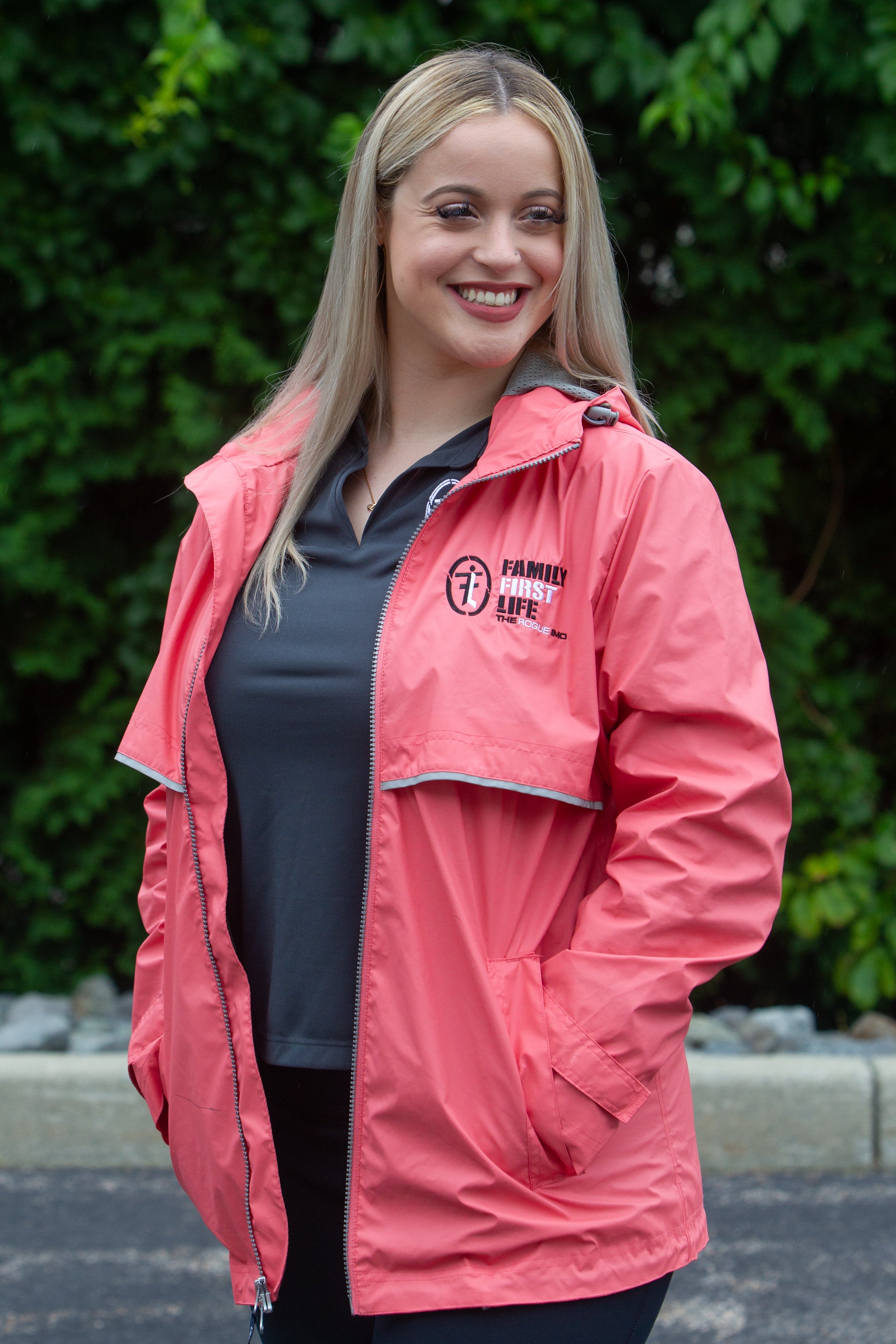 Women's New Englander Rain Jacket: Coral (Sale)